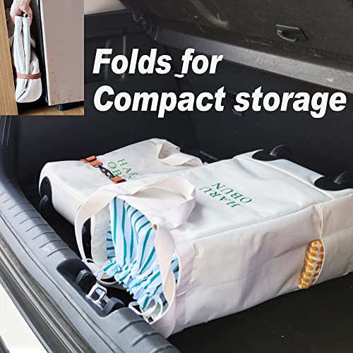 haruobun Slim Storage Rolling Bag, Compact Cooler, Insulated Collapsible Beach Summer, Fashion Rolling Shopper for Office Bathroom Kitchen Camping Mart Library Laundry Room Narrow Places, White