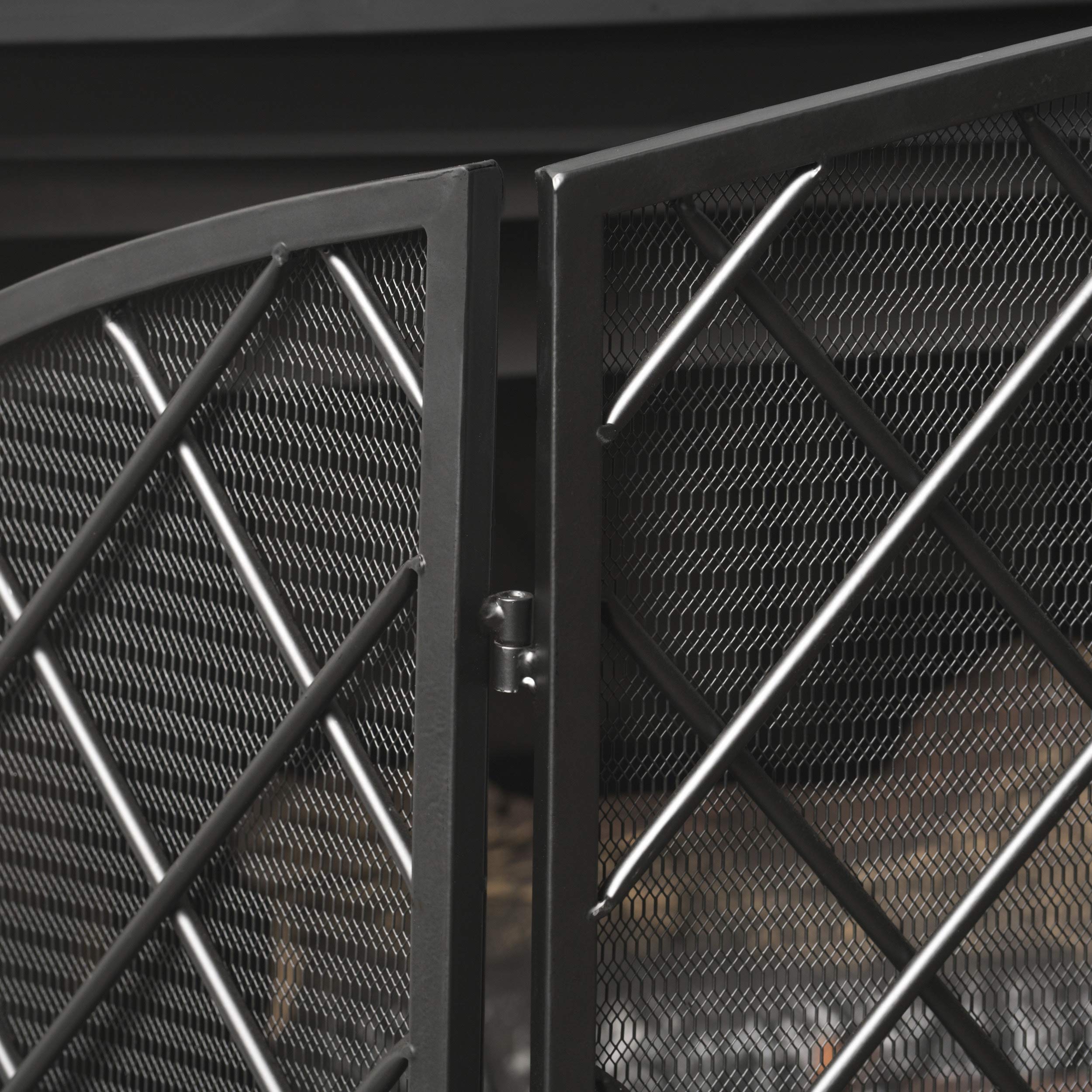 Christopher Knight Home Amiyah 3 Panelled Iron Fireplace Screen, Black