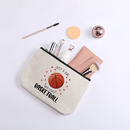 Basketball Gifts Basketball Bag Unique Gifts for Girls Her Female Basketball Sports Lover Player Birthday Gifts for Women Mom Friend Sister - Just A Girl Who Loves Basketball Travel Toiletry Bag