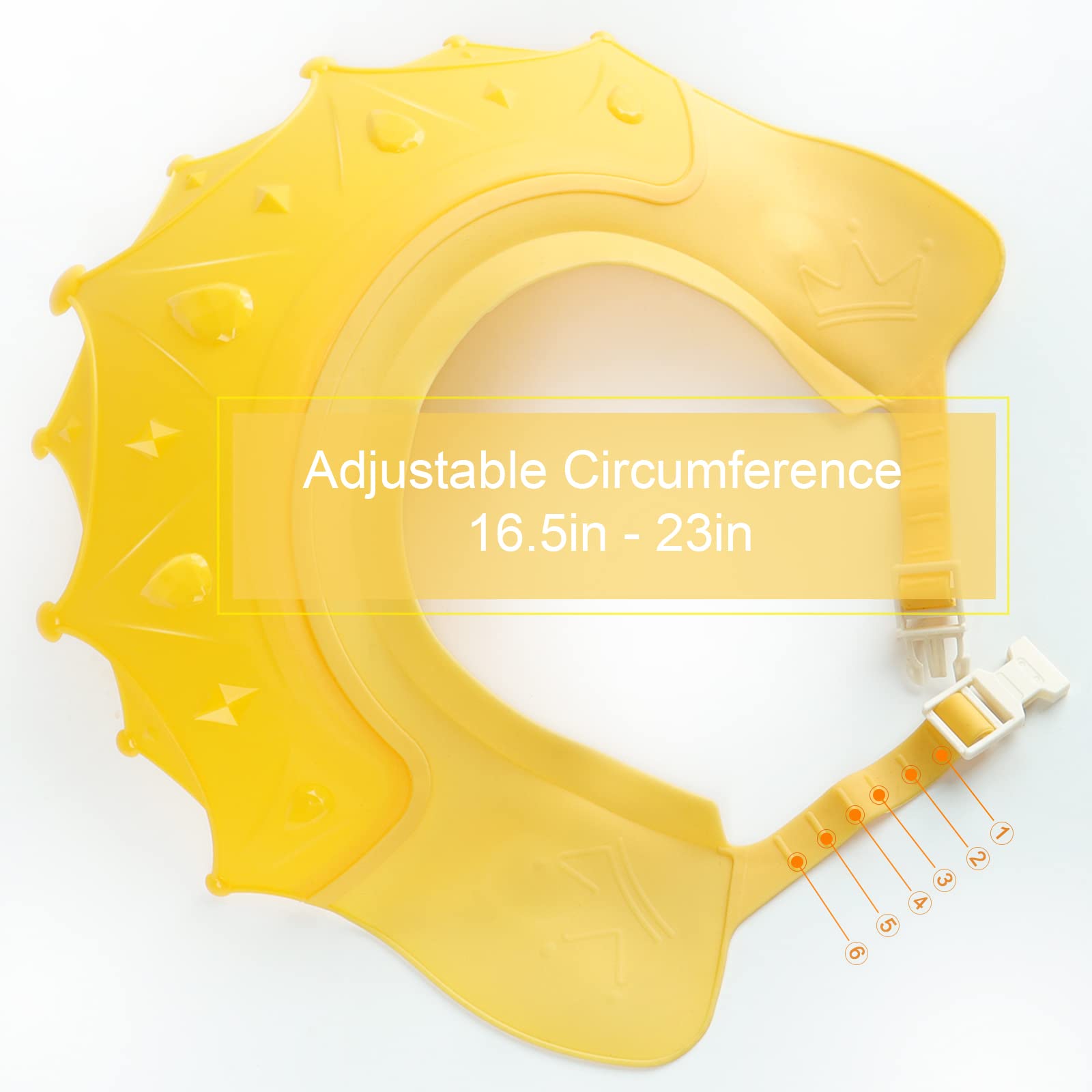 Baby Shower Cap Crown, Hair Washing Hat for Toddlers, Shower Face Shields, Bath Visor for Toddlers, Make Hair Washing So Much Easier & Less Stressful, Yellow