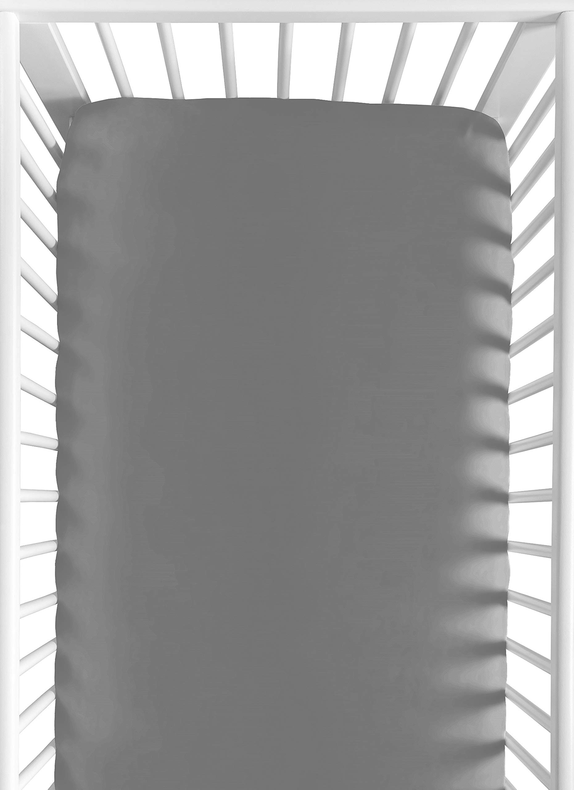 Fitted Crib Sheet for Modern Gray and Orange Stripe Baby/Toddler Bedding - Solid Grey