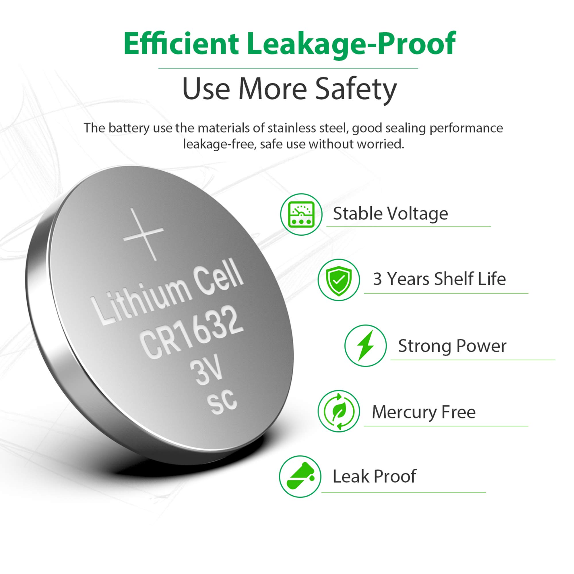 LiCB 10 Pack CR1632 3V Lithium Battery CR 1632