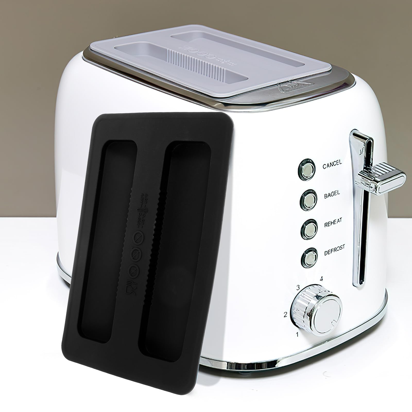 Silicone Toaster Dust Cover 2 Slice Toaster Lid Electric Bread Maker Upper Cover Toaster Machine Top Cover for Bread Machine Part Accessories (Black)