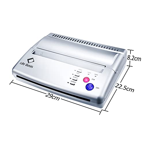 Life Basis Tattoo Stencil Transfer Machine Thermal Tattoo Kit Copier Printer Thermal Printer for Men and Women with 20pcs Tattoo Stencil Transfer Paper Silver Update Version