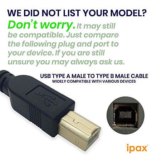 IPAX USB Printer Cable and Power Cord Compatible with HP Laserjet Pro P1109w P1102w M254dw M281fdw M402dw M404Dn M426fdn M428fdw M454dw M476nw M479fdw