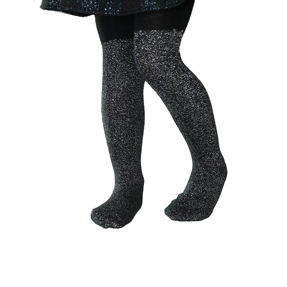 Ehdching Children Black Cotton Sparkly Baby Girls Sparkly Glitter Pantyhose stockings Tights for Baby Girls Kids (Black, 5-7 Years)