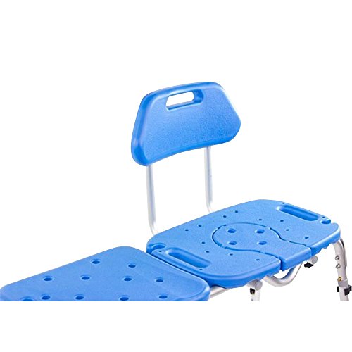 Bath Transfer Bench with Cutout Shower Seat, Deluxe All-Access Chair for Tub and Shower Transfers, Raised Toilet Seat for Seniors and Elderly Bathroom, Adjustable Height, Includes Insert, Blue