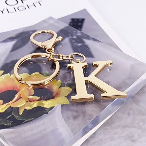 Gold Letter K Keychain for Women Men Purse Handbags Metal Alphabet Initial Letter Key Ring Keychain