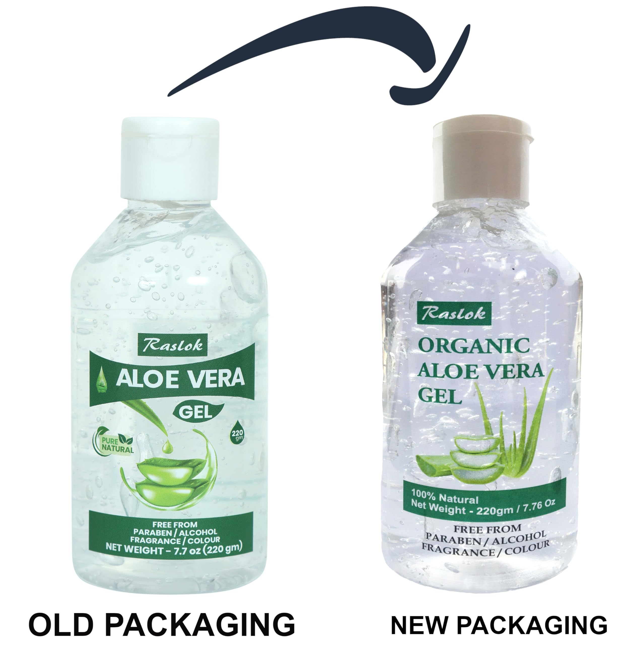Raslok Aloe Vera Gel | 100% Pure Natural Aloe Gel For Moisturizing Face Skin & Hair Care,Durable Moisturizing Hydrating Soothing, Non-Sticky (7.76 OZ)