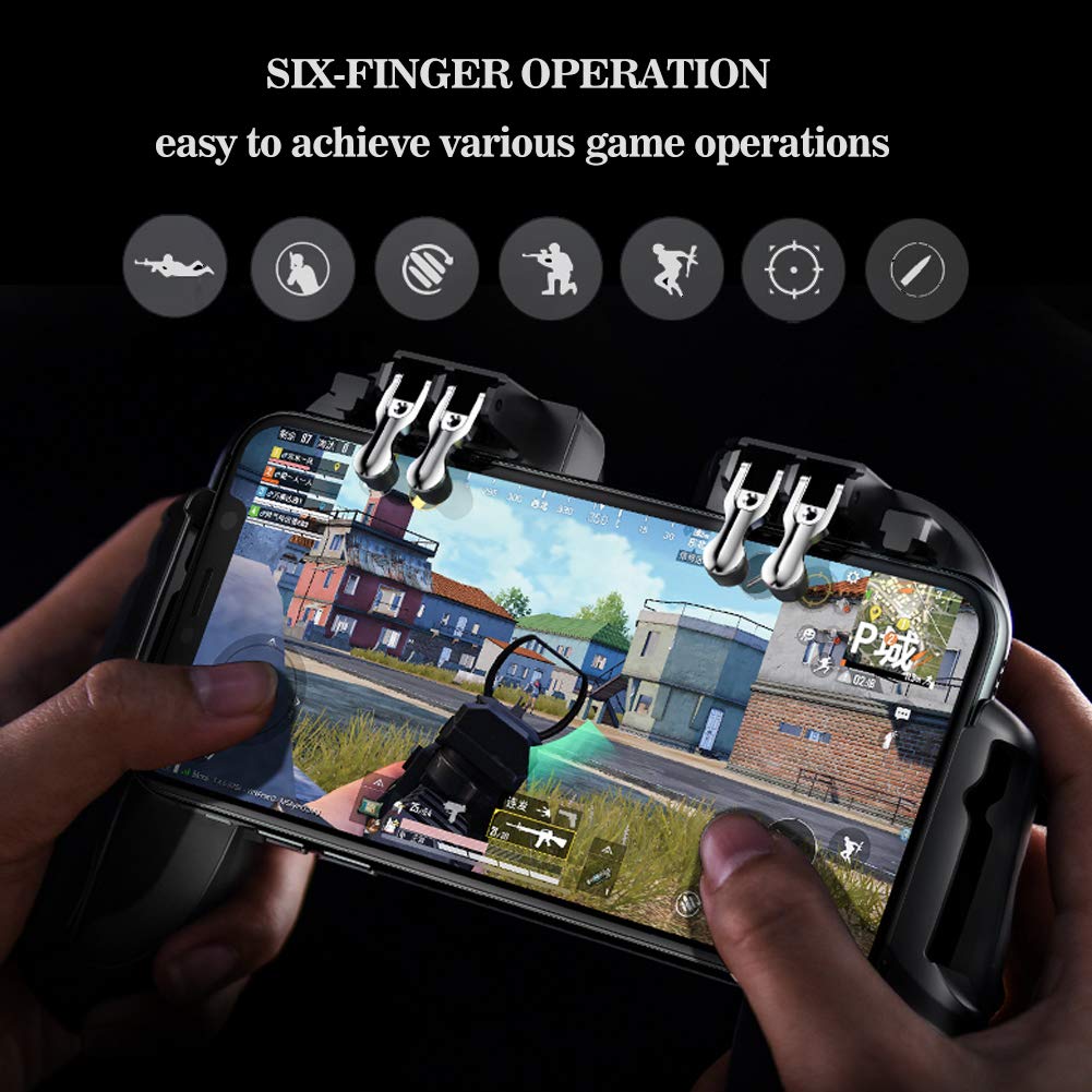 EMISH Mobile Game Controller Gamepad with Power Bank and Cooling Fan Trigger Aim Button L1R1 L2R2 Shoot Joystick for 4.7-6.5" iPhone Android Phone Accesorios (H9)