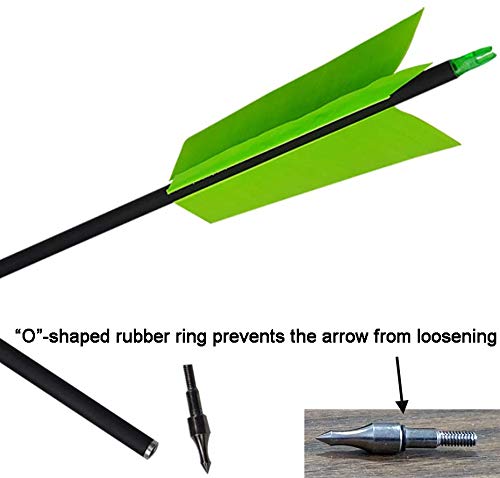 AMEYXGS 12 Pcs Archery Hunting Arrows Mix Carbon 30 Inch Flu Flu Arrows spine 500 Target Practice Arrows with 4 Turkey Feather Replaceable Arrowhead for Outdoor Hunting Shooting(Green)