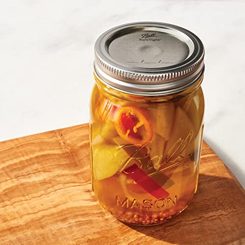 Ball Regular Mouth Pint (16 oz.) Mason Jars with Lids and Bands, for Canning or Drinkware, 8 Count