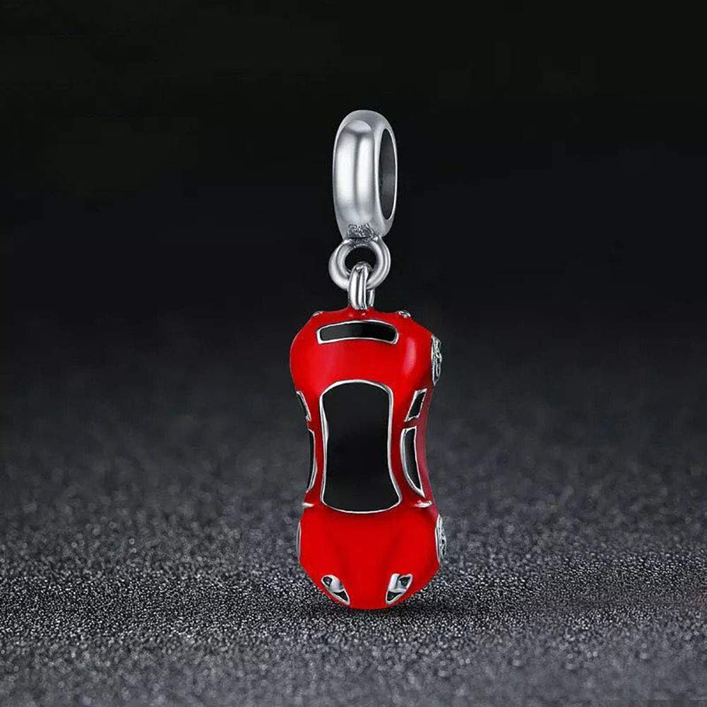 ABAOLALA Car Charm 925 Sterling Silver Toy car Charm Automobile Beads for Bracelet & Necklace (Red)