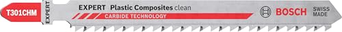Bosch 3X Expert Plastic Composites Clean T301CHM Jigsaw Blade (for WPC Wood Plastic, Solid Surface Composite, Length 117 mm, Professional Accessory Jigsaw)