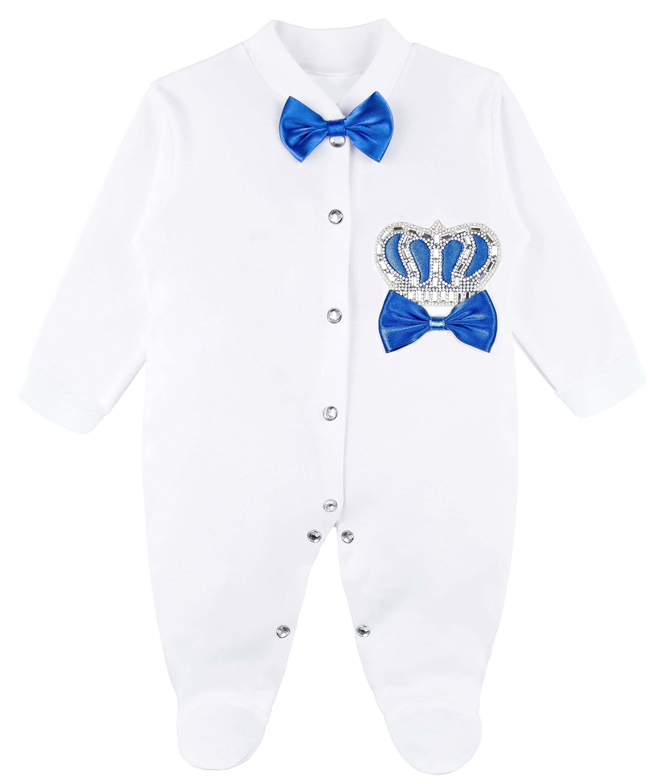 Lilax Baby Boy Newborn Crown Jewels Layette 3 Piece Gift Set 0-3 Months Royal Blue