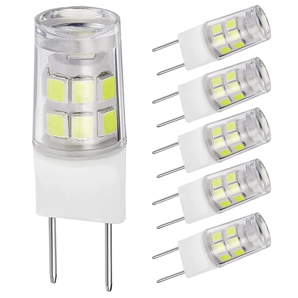 Adzok LED G8 Light Bulb, G8 GY8.6 Bi-pin Base LED, Not Dimmable T4 G8 Base Bi-pin Xenon JCD Type LED 120V 35W Halogen Replacement Bulb for Under Counter Kitchen Lighting (5-Pack) (Warm White 3000k)