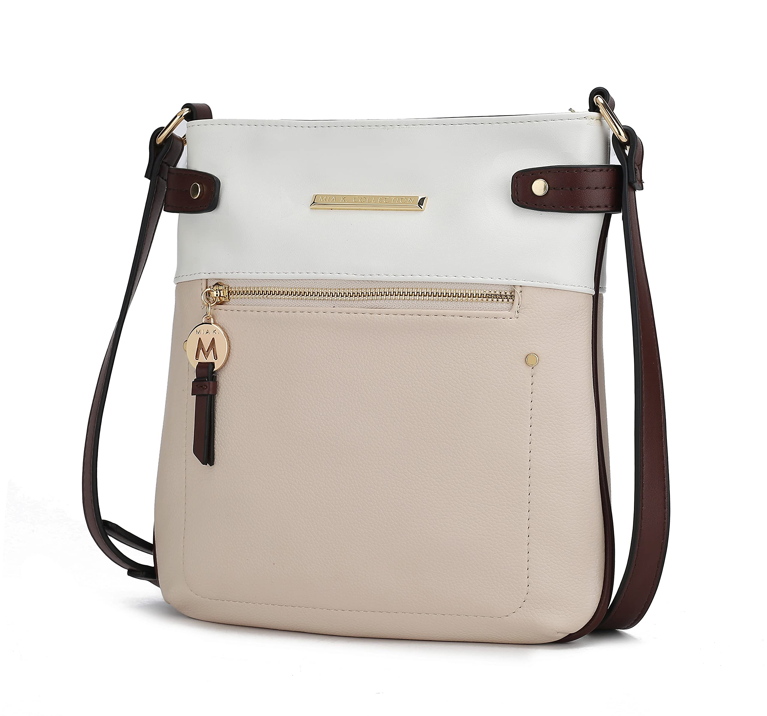 MKF Crossbody Bag for Women – PU Leather Pocketbook Handbag – Designer Side Messenger Purse, Shoulder Crossover cognac