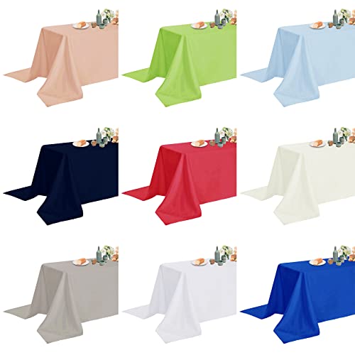 Fokitut 2 Pack Waterproof Rectangle Tablecloth, 90x132 Inch,Stain Resistant and Wrinkle Polyester Table Cloth, Fabric Table Cover for Kitchen Dining, Wedding, Party, Holiday Dinner-White