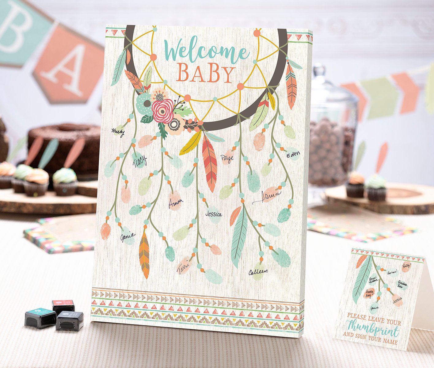 Lillian Rose Boho Baby Shower Guest Signing Canvas