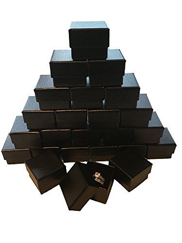 Marimor Jewelry Black Ring Gift Box with Foam and Velvet Insert Wholesale Pack of (24)