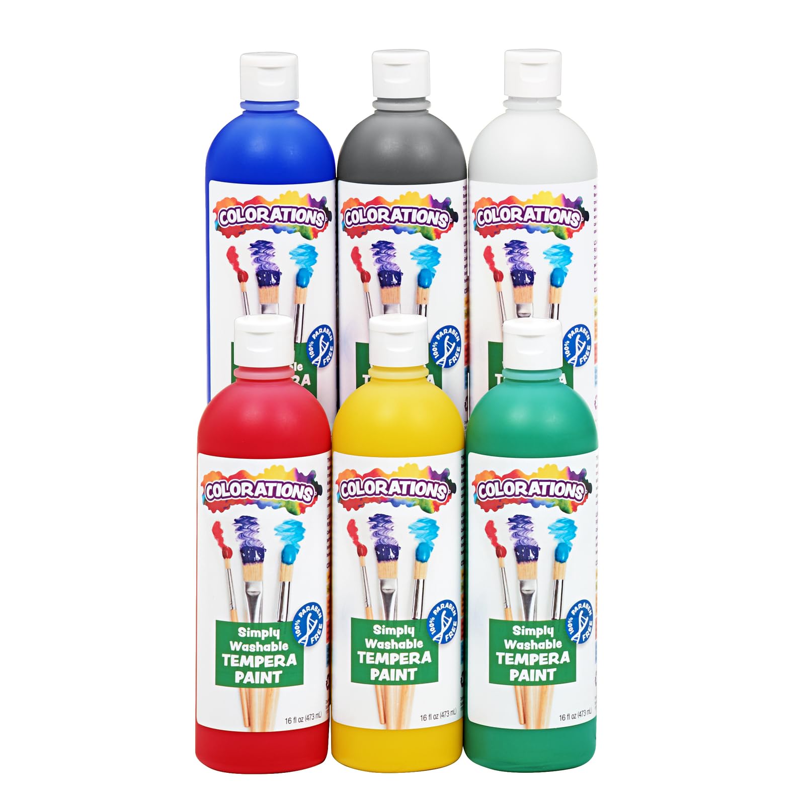 Colorations Washable Tempera Paint, Set of 6 Colors, Non Toxic Paint, Vibrant Paint, Tempera Kids Paint, Craft Paint, Paint for Children, Kids Paint, Art Supplies, Paint Set, Washable Paint