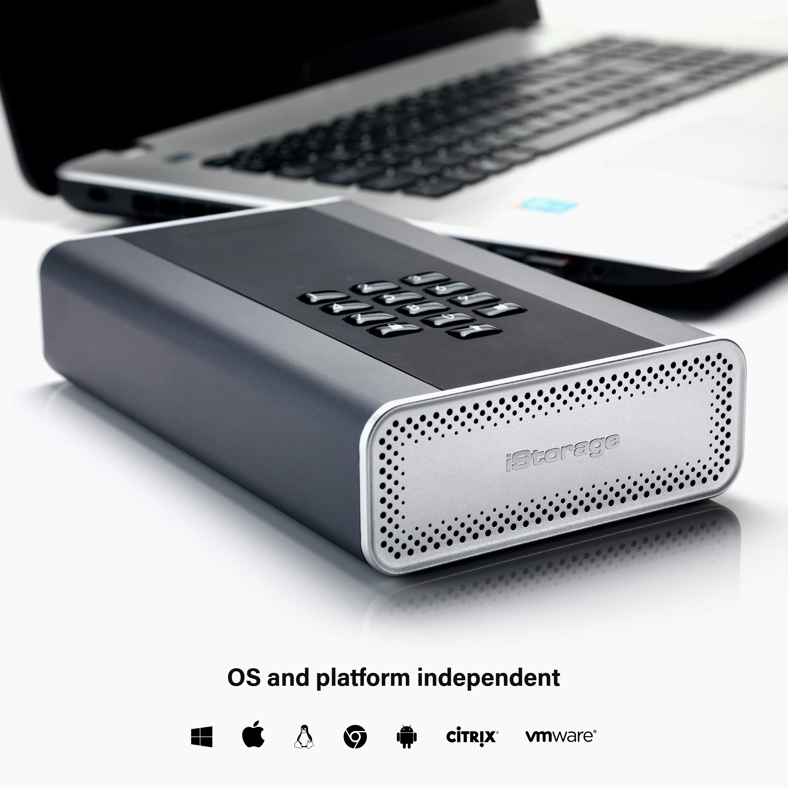 iStorage diskAshur DT2 2TB Secure encrypted portable desktop hard drive, FIPS Level 2 certified - Password protected, dust and water resistant, military grade hardware encryption IS-DT2-256-2000-C-G