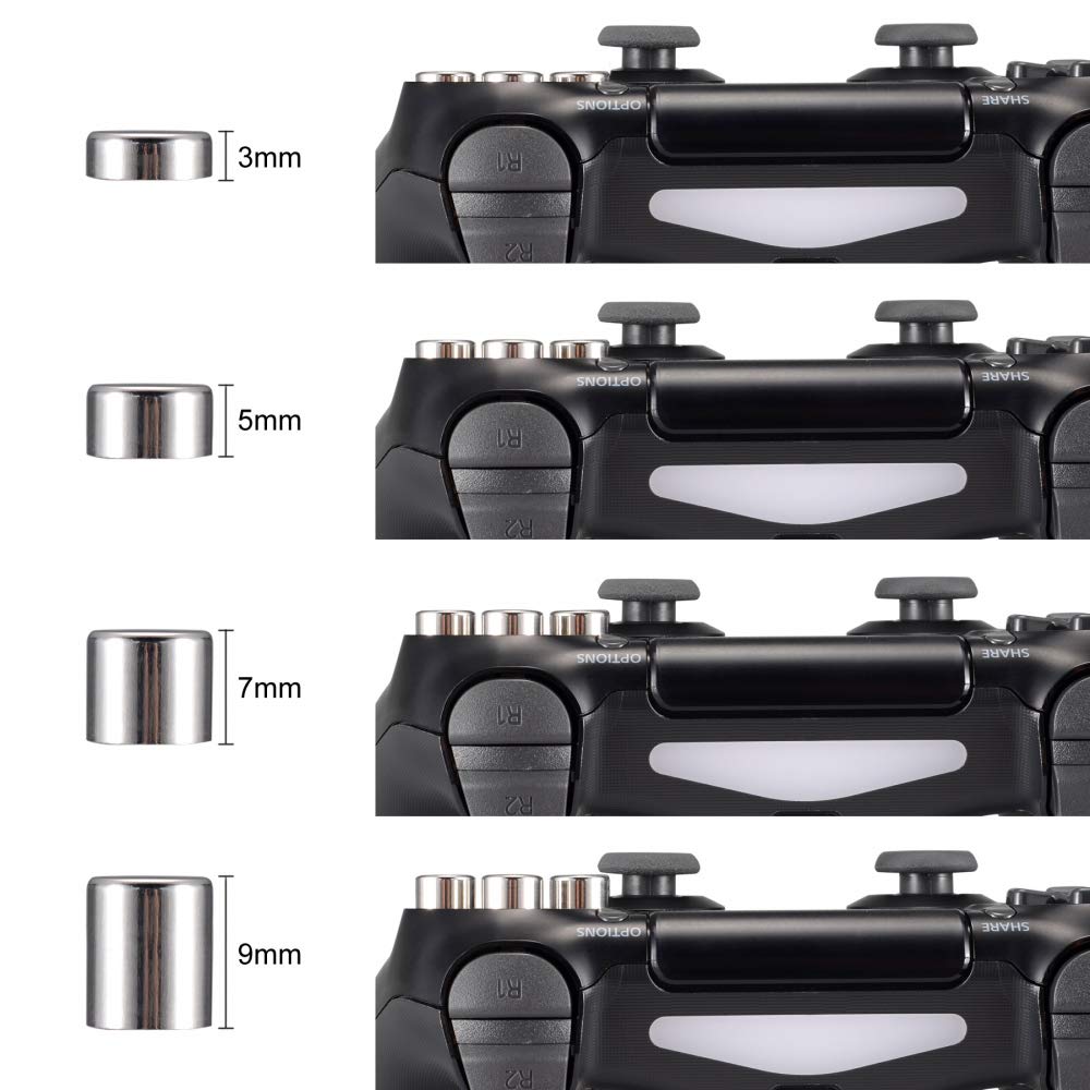 eXtremeRate Magnetic Metal Bullet Buttons for PS4 Controller, Adjustable Action Buttons, Replacement Parts Repair Kit for PS4 Slim Pro Controllers (20 in 1)