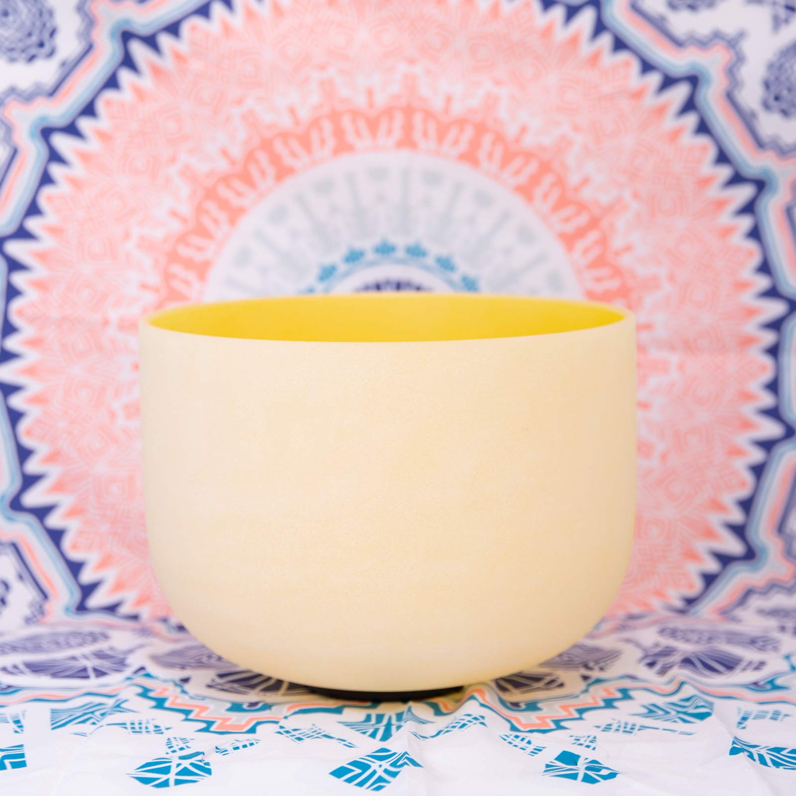 ENERGYSOUND Yellow Color Frosted E Note Solar Plexus Chakra Quartz Crystal Singing Bowl 8 inch with heavy duty case bag mallet & o-ring included