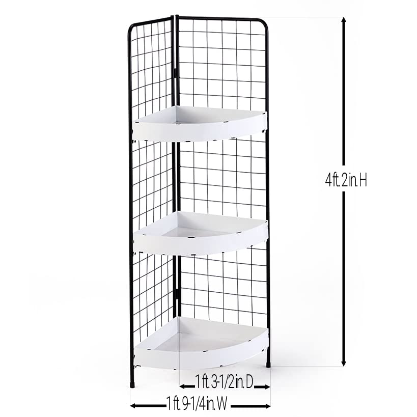 The Lakeside Collection Metal Corner Shelf - 3 Tier Rustic Farmhouse Shelving Display Unit - White