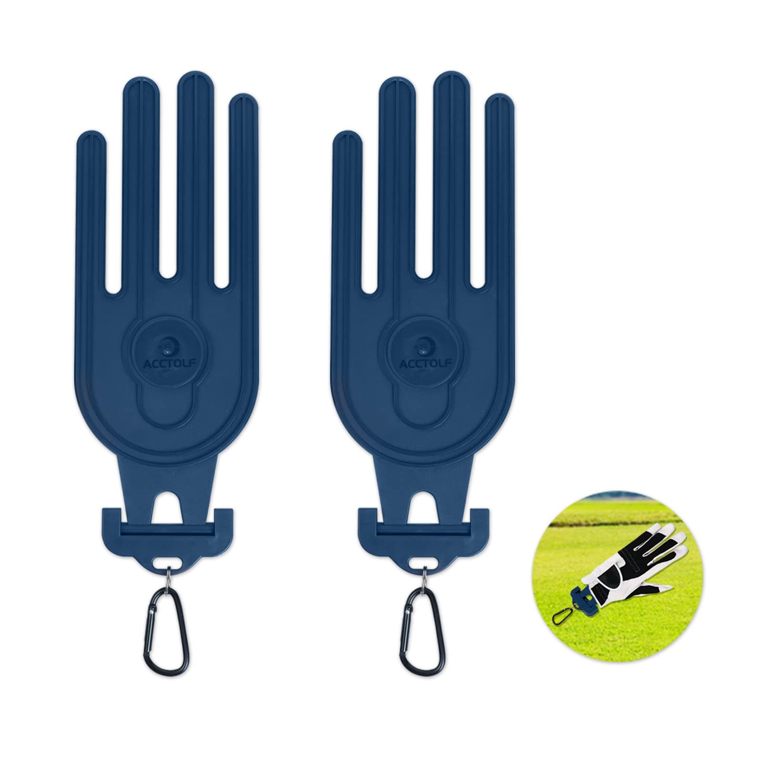 ACCTOLF Golf Glove Holder, 2PCS Golf Gloves Stretcher with Hook to Bag Gifts, Durable Sport Gloves Hanger Hanger Dryer Support Frame Tool Accessories