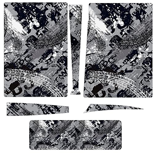 Abstract Tire Tracks Full Protective Skin Cover Design Wrap Decal Sticker Compatible with PS5 Disk Version Console and Controller