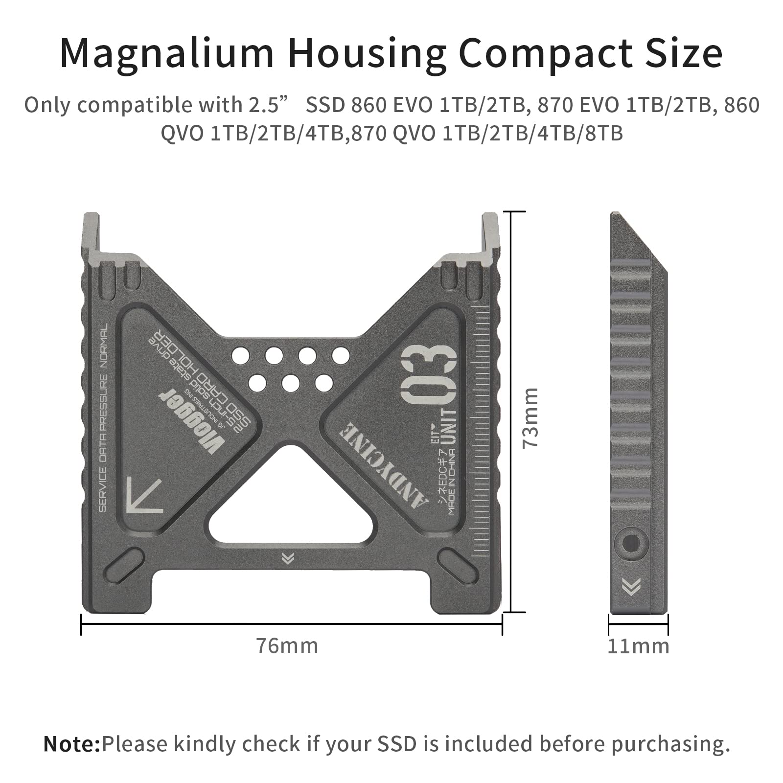 ANDYCINE Lunchbox III Magnalium Case Compatibe for Samsung 870EV0,870QVO SSD Compatible for Atomos Ninja V,V+, Ninja Flame, Ninja Inferno, and Shogun Inferno