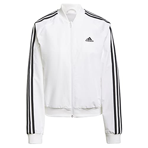 adidas Women's Essentials 3-Stripes Track Jacket, White/Black, X-Large