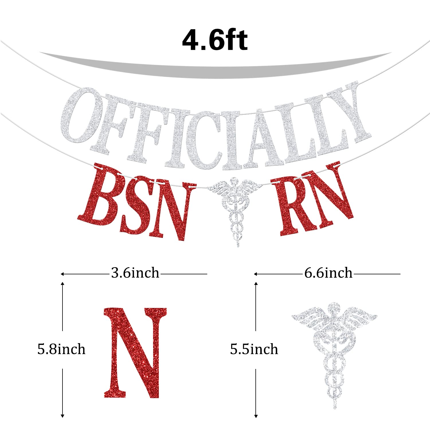 Red Glitter Officially BSN RN Banner, Class of 2023 BSN/Class of 2023 RN/Congrats Nurse, 2023 Nursing School Graduation Party Decorations