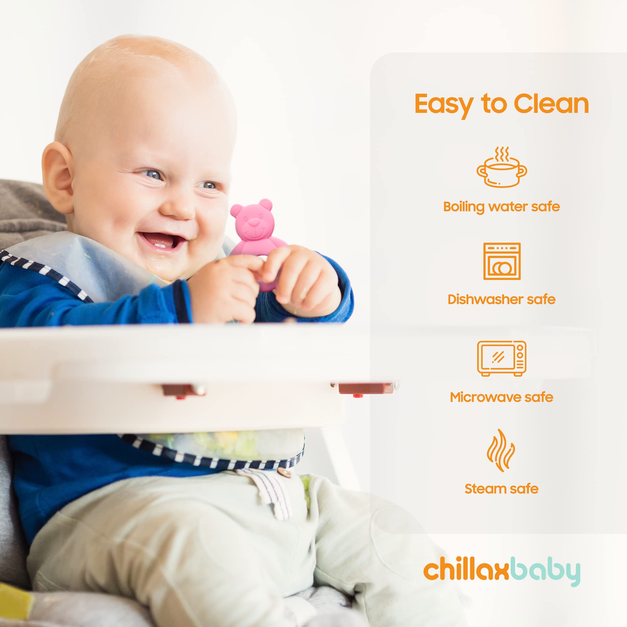 CHILLAX Teether Toys - Soothing Baby Teething Relief Toys, Helps Relieve Gum Pain - Soft, Easy-to-Grip, Non-BPA Silicone Teethers for Babies - Dishwasher-Safe - Shower Gifts for Infants 3+ Months Old