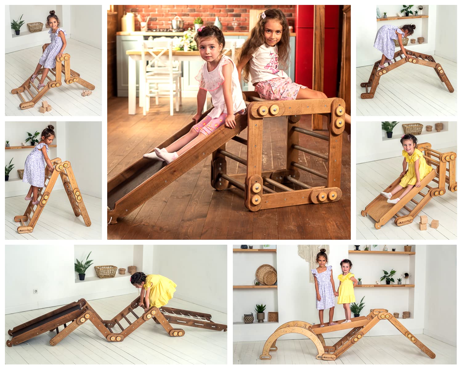 Foldable Snake Pickler Set 8in1 with Climber and Slide with ramp - Montessori Climbing Toys for Toddlers and Kids 1-7 y.o.