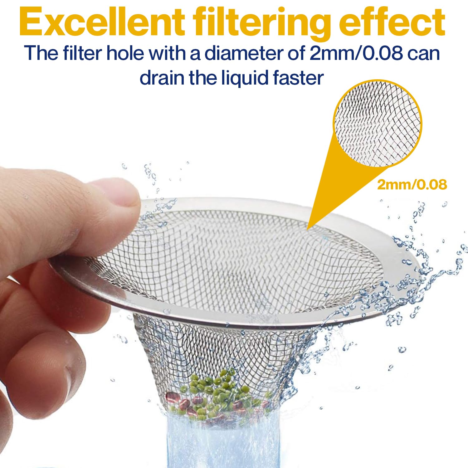 Bathroom Sink Strainer 2 Pack 2.75 & 2 "Inch At The Top I Drain Strainer Hair Catcher for Kitchen I Shower Bathtub Mesh Stainless Steel Stopper I Sink Traps Bathroom & Laundry Sink Drain Basket Filter