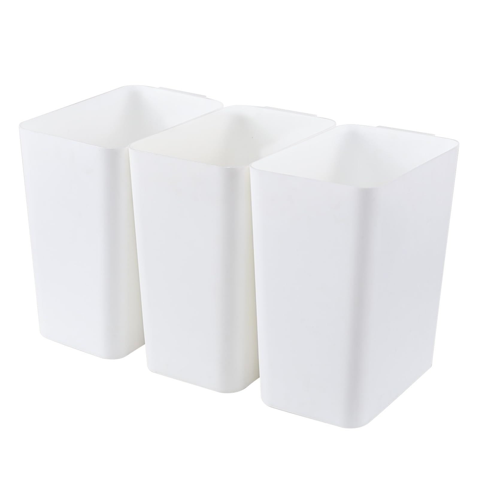 Ziglous 4.5 Gallon Plastic Trash Can Wastebasket, Deskside Bin, Small Garbage Can for Bathroom, Bedroom, Office, Kitchen, White, 3 Packs