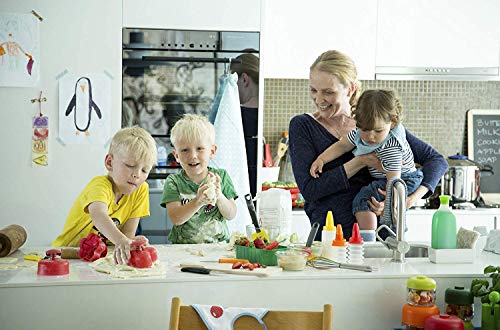 Kuhn Rikon KinderKitchen Children’s Knife, Set of 3 - Including Scissors, Green, Blue & White