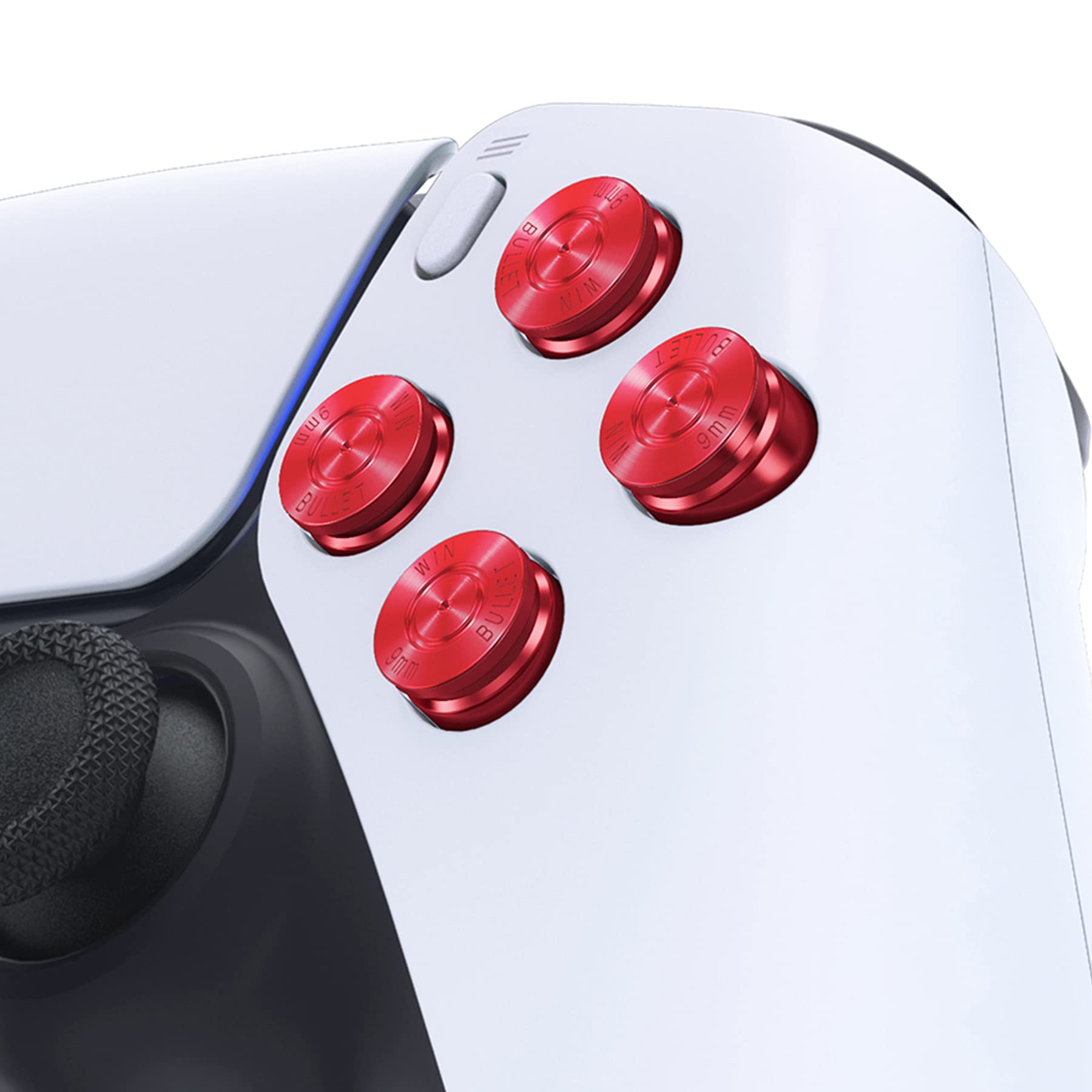 eXtremeRate Red Metal Dpad ABXY Buttons for PS5 Controller, Custom Replacement Aluminum Action Buttons & Direction Keys for PS5 Controller - Controller NOT Included