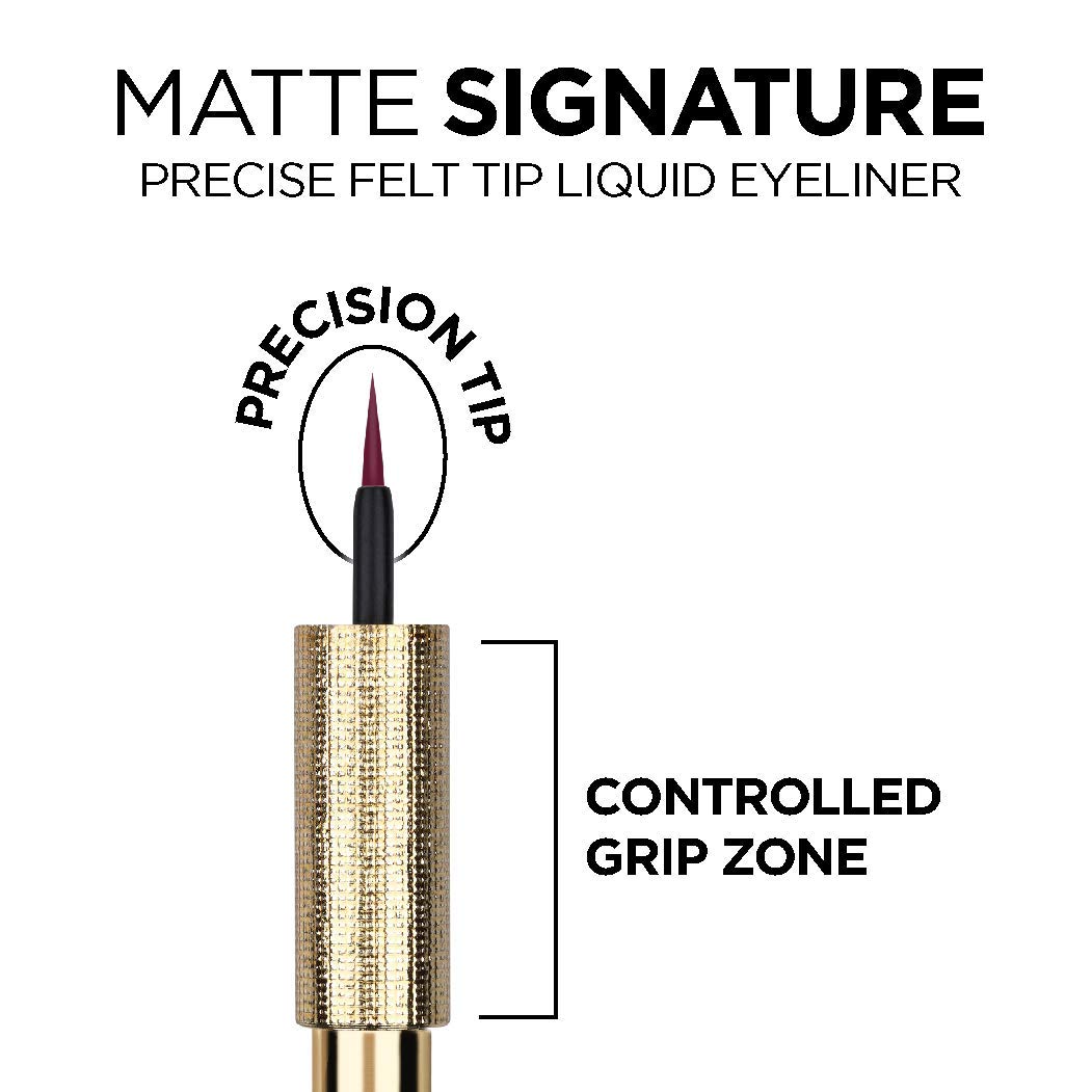 L’Oréal Paris Makeup Matte Signature Liquid Dip Eyeliner, Waterproof, Precise and Easy Application, All Day Wear, Vivid Matte Finish, Burgundy, 0.07 fl; Oz.