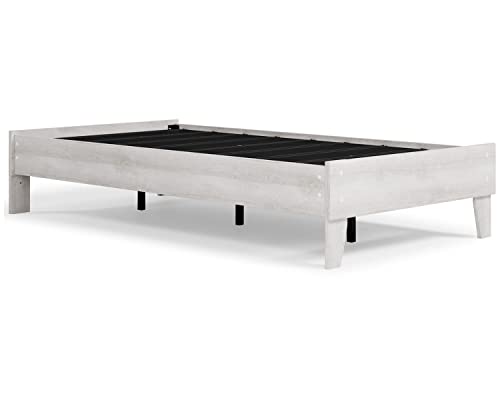 Signature Design by Ashley Paxberry Modern Farmhouse Platform Bed Frame, Twin, Rustic White
