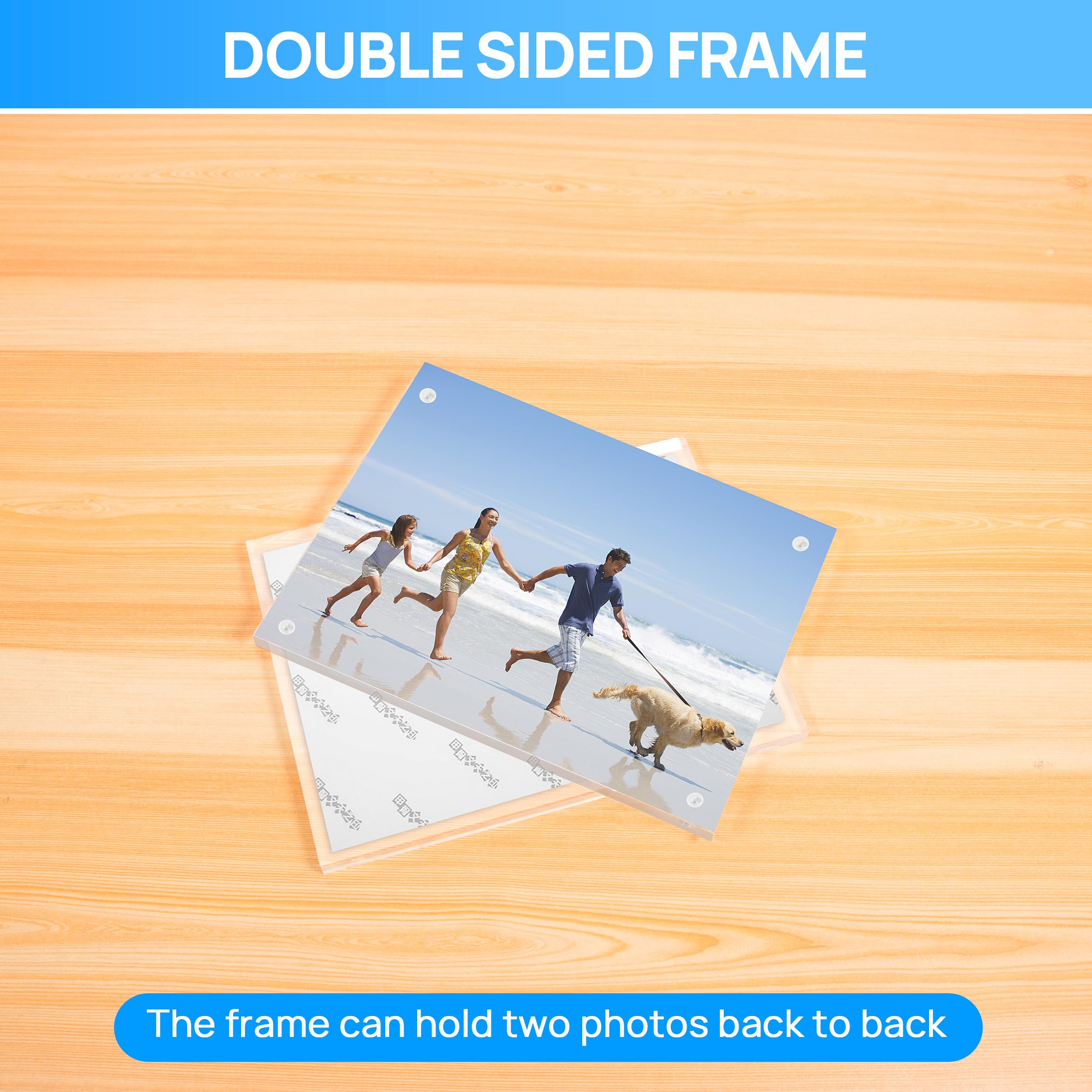 A & R 5 Packs 5 x 7 Acrylic Photo Frames, Magnetic Picture Frame, Double Sided Self Standing Clear Photo Frame 10 + 10 MM Thick Clear Acrylic Wall Mount