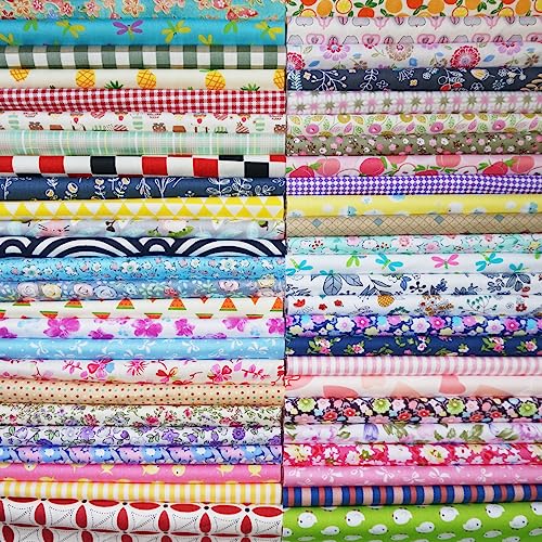 levylisa Pre Cut Assorted Printed Cotton Fabric Patchwork Fabric Quarter Bundle Patchwork Quilting Fabric Sets Sewing Fabric Patchwork Flower Dots DIY Quilting Handmade Craft 11.8” x 11.8”