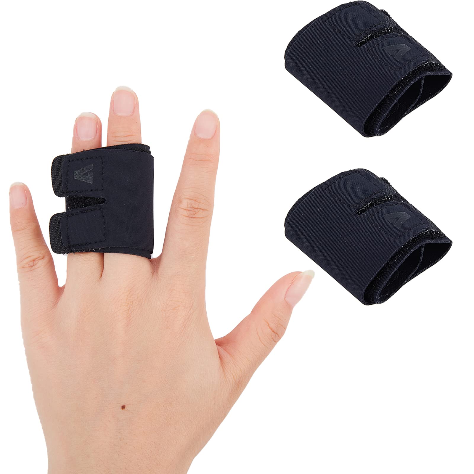 AMIJOUX 2 Pack Finger Splint Reusable Finger Support Sleeves for Sport Injuries Adjustable Elastic Trigger Finger Splints for Basketball Volleyball Tennis