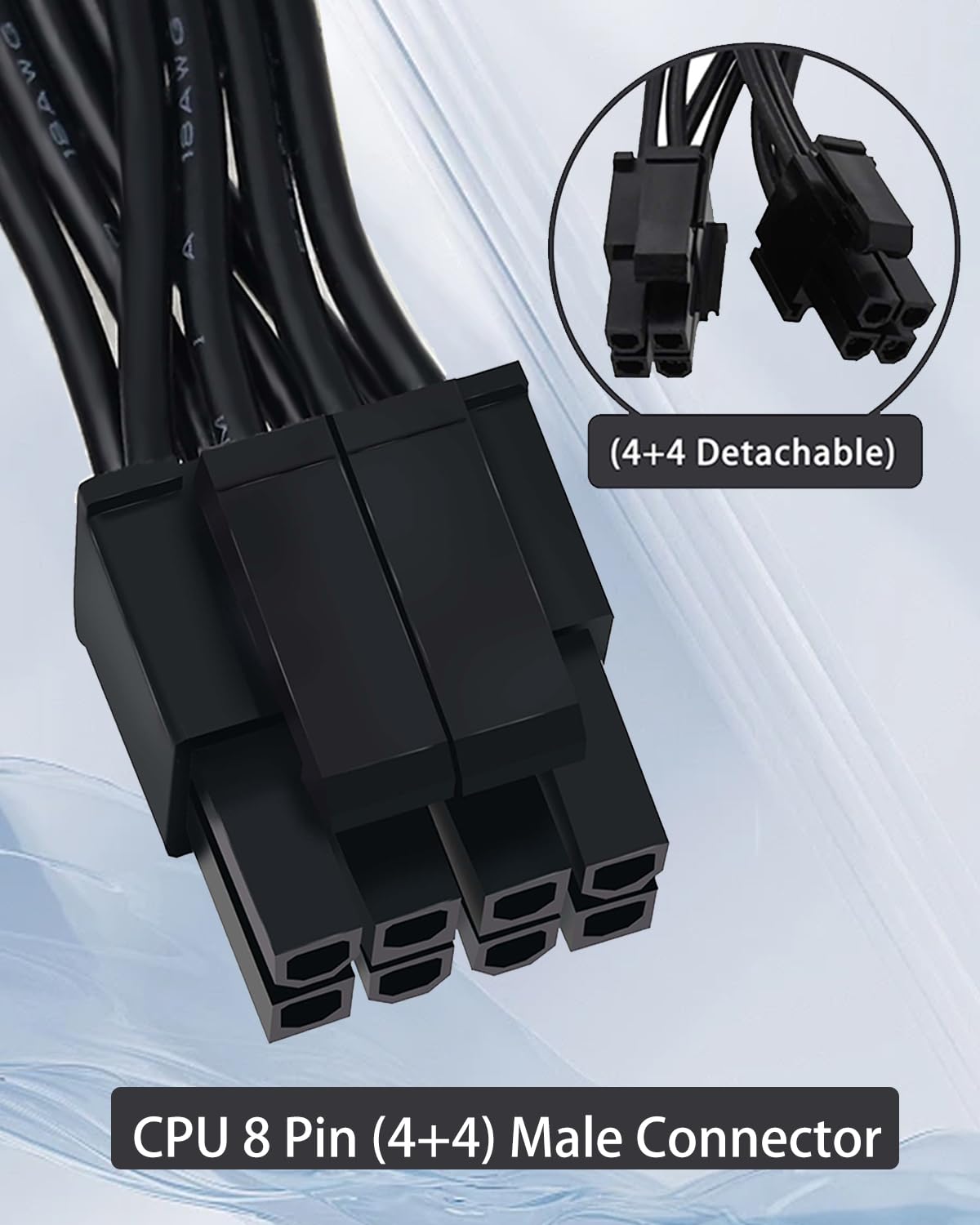 COMeap CPU Cable for Corsair PSUs, CPU 8 Pin Male to CPU 8 Pin (4+4 Detachable) Male EPS-12V Motherboard Power Adapter for Thermaltake ARESGAME Power Supply 25-inch(63cm)