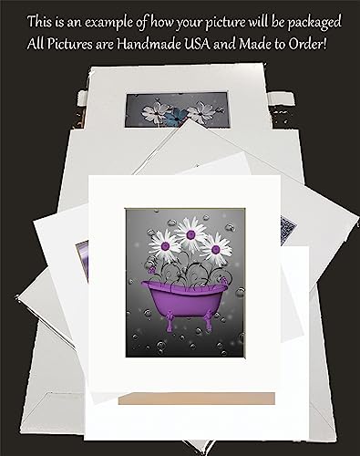 Bathroom Wall Decor, Daisy Flowers in Tub, Bubbles, Photography Matted Wall Art Picture