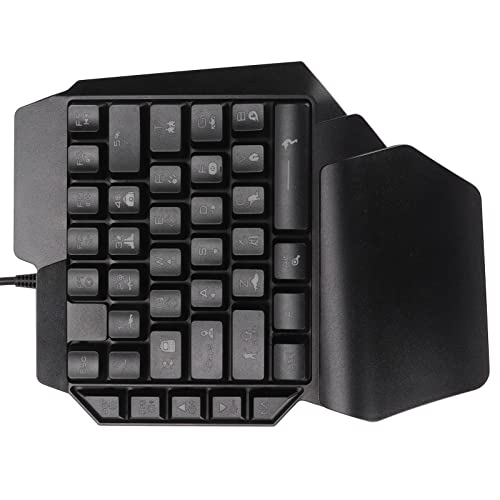 Acogedor One Hand RGB Gaming Keyboard, USB Wired 39 Keys LED Luminous Ergonomic Mechanical Feeling Keyboard with Anti Slip Pad, Plug and Play