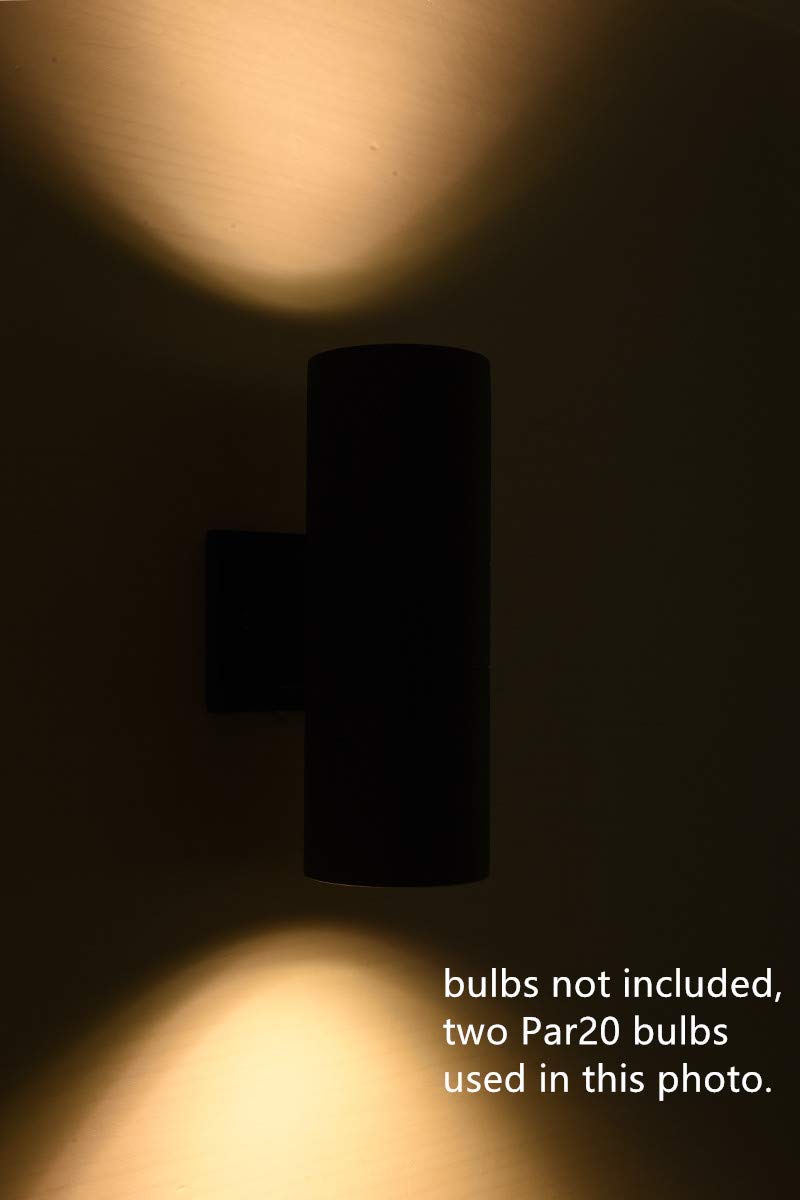 mirrea Modern Outdoor Porch Light Patio Light in 2 Lights with Aluminum Cylinder and Tempered Glass Cover Waterproof Wall Sconce 2 Pack (Oil Rubbed Bronze)