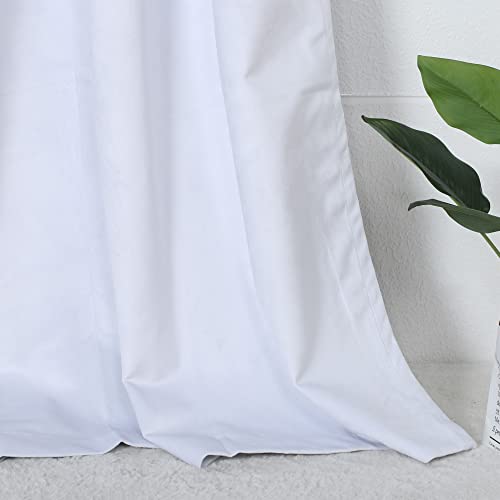 BONZER 100% Blackout Curtains for Bedroom - Premium Thick Velvet Curtains 84 Inches Long Thermal Insulated Energy Saving, Sun Light Blocking Grommet Window Drapes for Living Room, 2 Panels, White
